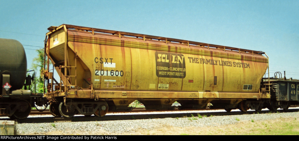 CSXT 201600 X-SCL Family Lines LO-4 ACF 4-bay centerflow covered hopper at the east end of CSX ...